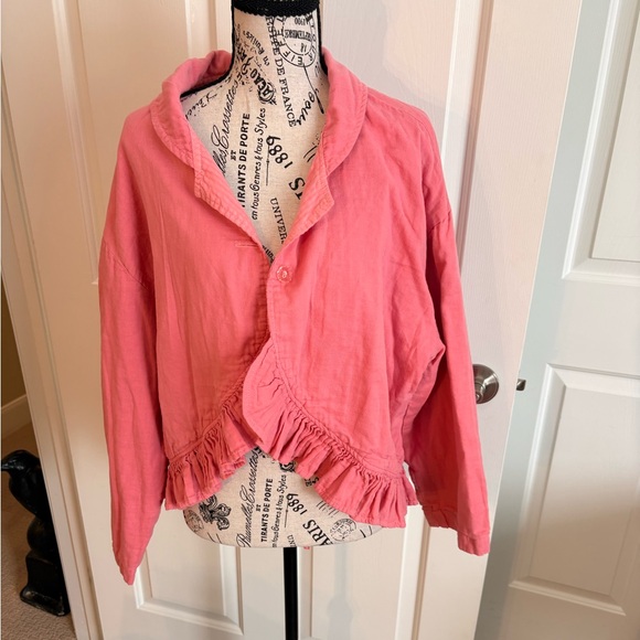 Krista Larson | Jackets & Coats | Krista Larson Pink Rufflehem Jacket ...